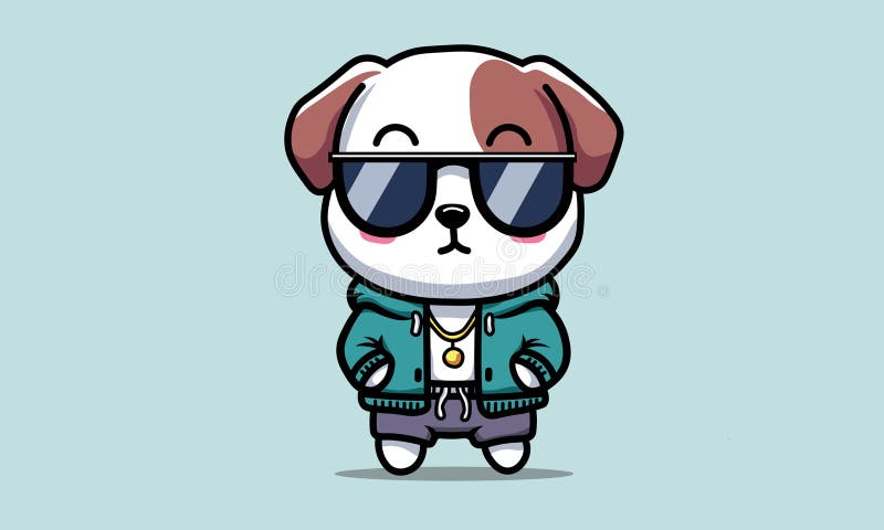 Cute Mini Swagger Hip Hop Style Dog Stock Vector - Illustration of ...