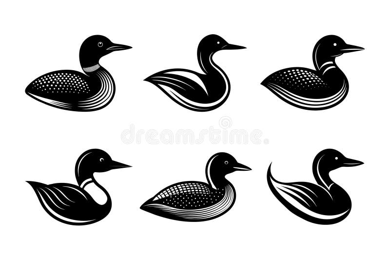 Set of Minimalist Loon Logo Vector Art Illustration Stock Illustration ...