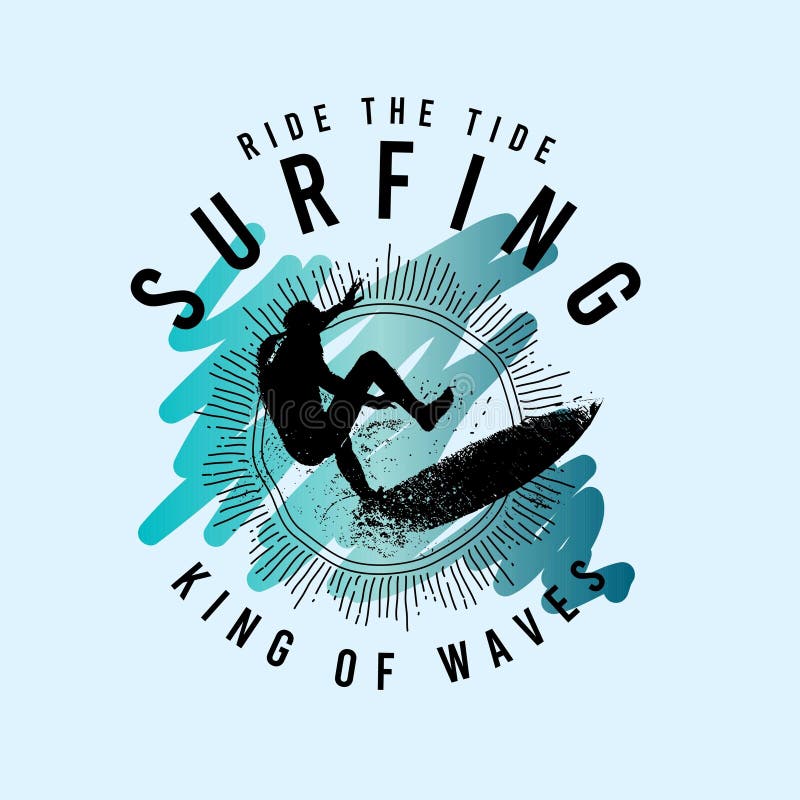 Ride the Tide Surfing King of Waves Typography Ocean Beach T Shirt ...