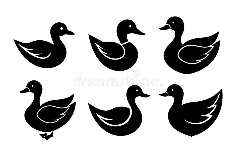 Silhouette Simple Duck Vector Illustration for Graphic Templates Stock ...