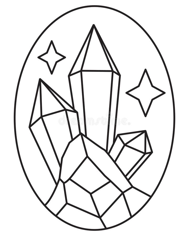 Shining Magic Crystals, Druses and Stars - Vector Linear Picture for ...