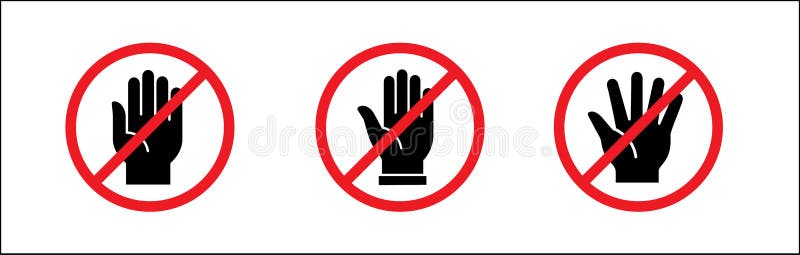 Hands Icon Set. Hand Stop Signs. Palm Hand Inside Polygon Sign. Raise ...