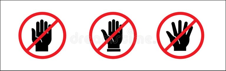 Hands Icon Set. Hand Stop Signs. Palm Hand Inside Polygon Sign. Raise ...