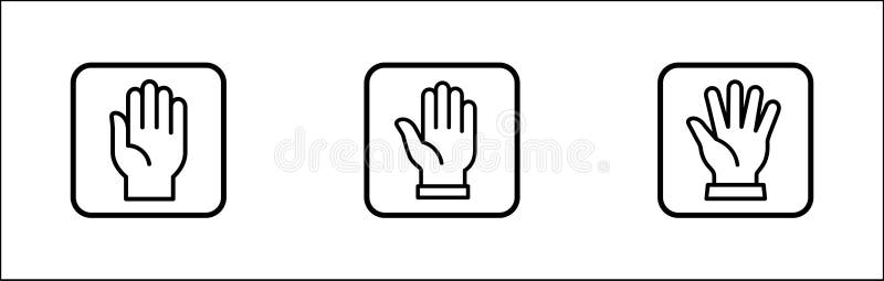Hands Icon Set. Palm Hand Inside Circle Sign. Raise Hand Sign. Hands ...