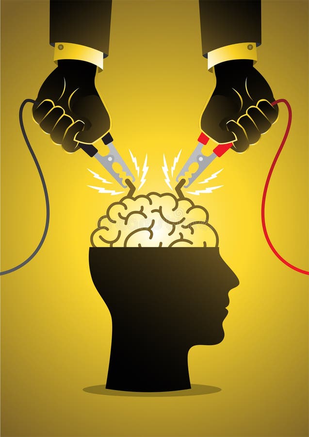 Businessman Hands Jump Start To Boost Brain Stock Vector - Illustration ...