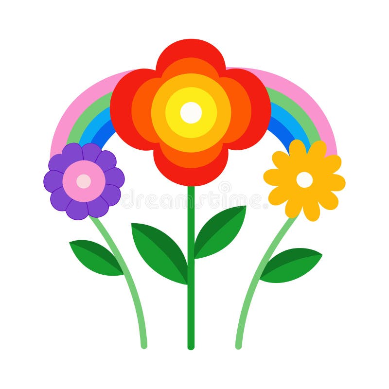 Vibrant LGBT Rainbow Flowers, Pride Month Vector Illustration. Stock ...