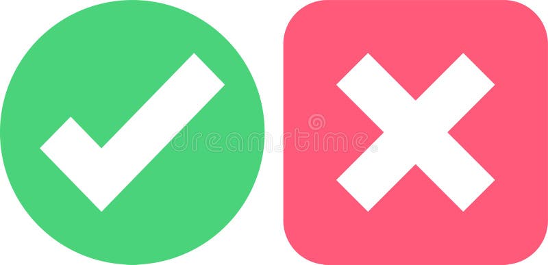 Right and Wrong Icon with Green and Red, Correct and Incorrect Symbol ...