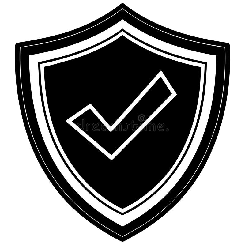 Shield with Check Mark Icon. Stock Vector - Illustration of security ...