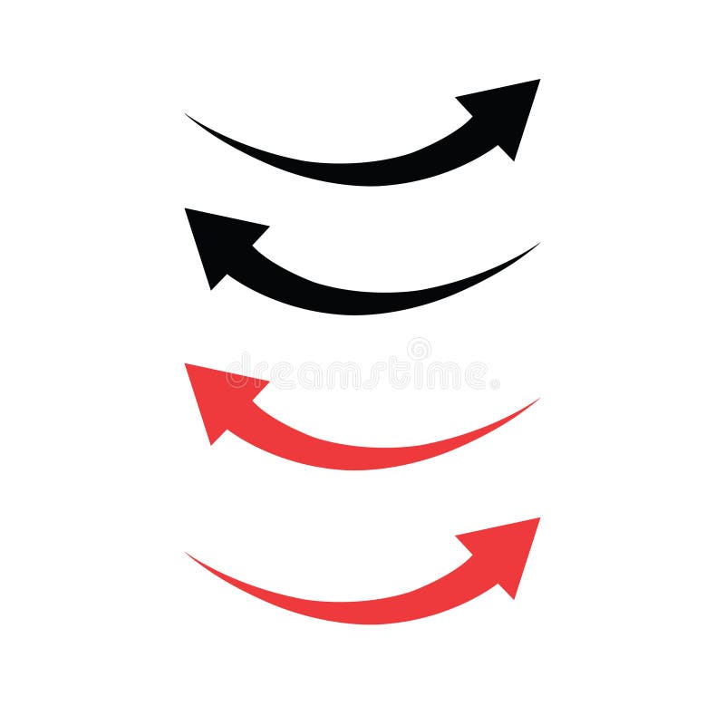 Red and Black Color Arrow Set Icons in Opposite Directions Stock Vector ...