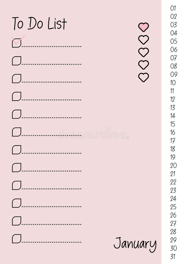 To Do List Planner Page A4. To Do Lists. Printable Stock Illustration ...