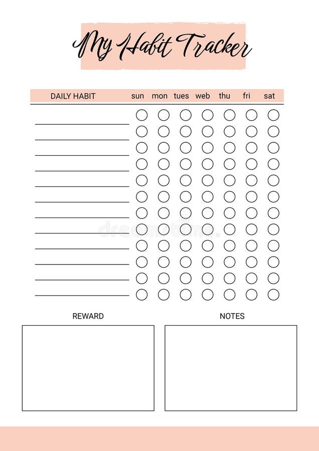 My Habit Tracker Planner Page A4. Stock Illustration - Illustration of ...