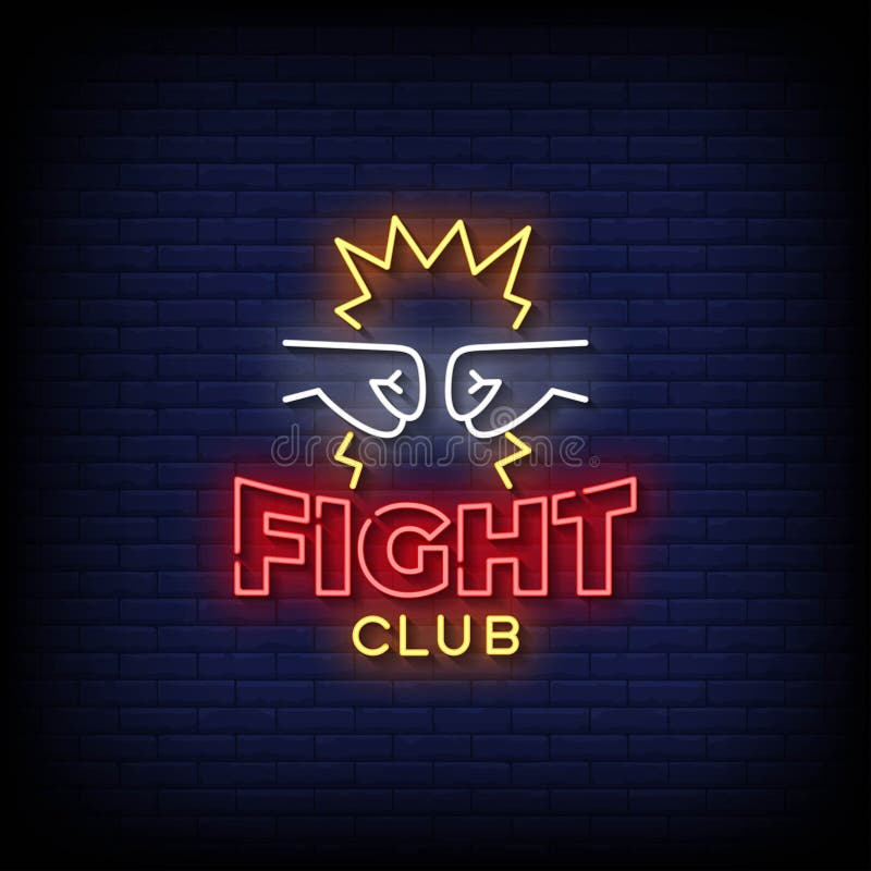 Fight Club Neon Sign on Brick Wall Background Vector Stock Vector ...