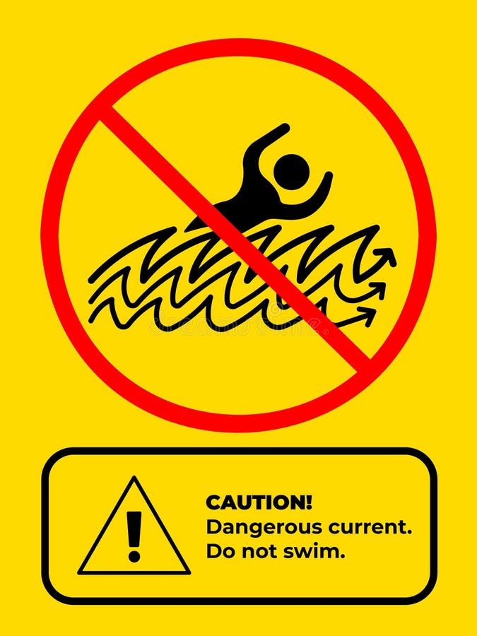 Caution Strong Water Current Vector Poster Sign Stock Vector ...