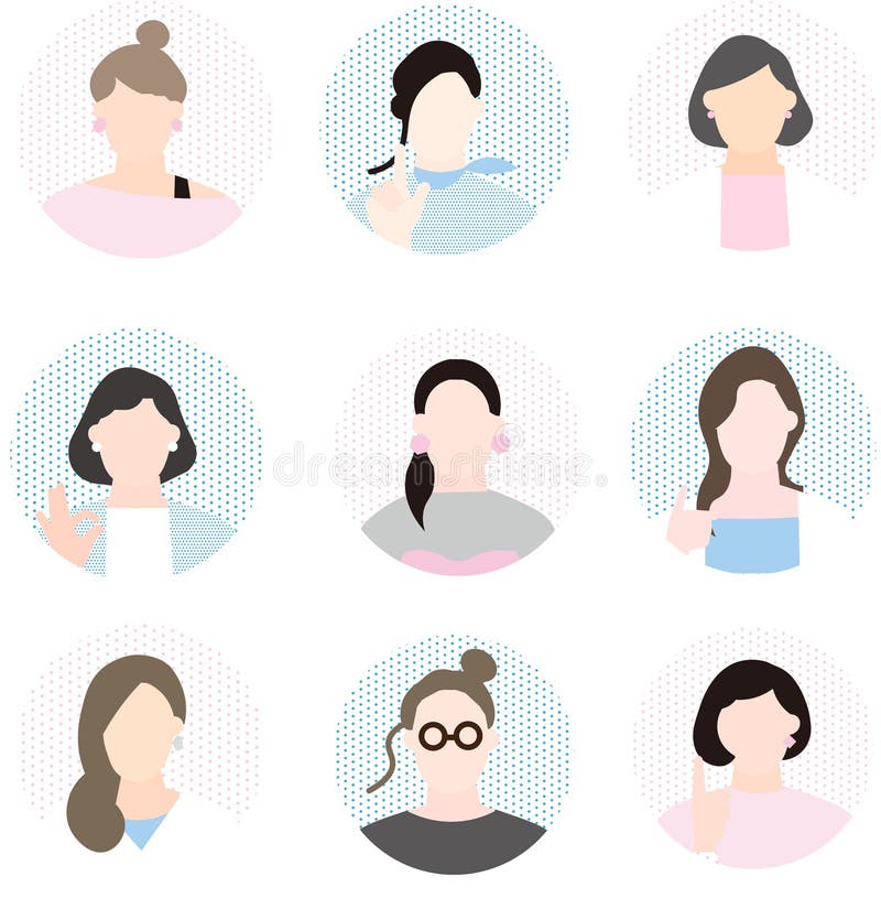 Female Avatar Set - Business Women Vector Illustration Set -simple ...