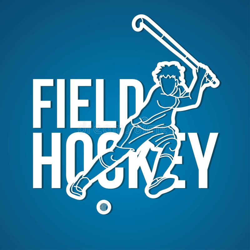 Field Hockey Font Design with Male Player Action Cartoon Stock Vector ...