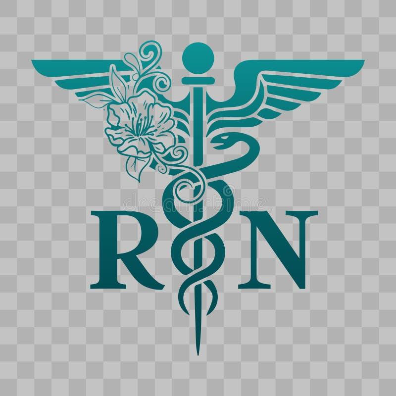 Registered Nurse, Medical Symbol with RN Text and Flower Stock Vector ...