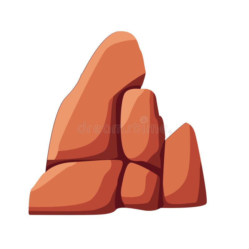 Red Brown Desert Rocks Vector Illustration, Orange Dry Desert Stones ...