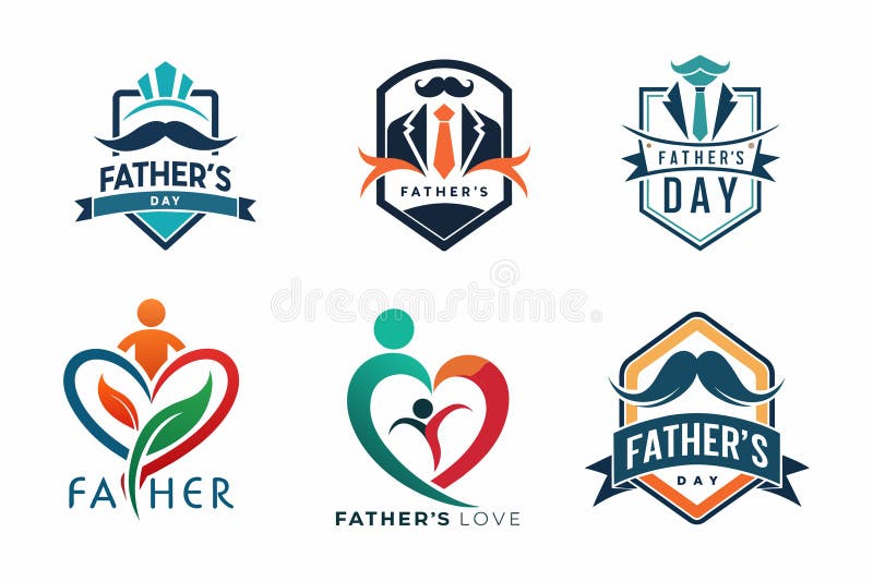 Fathers Day Logo Vector Art Illustration Stock Vector - Illustration of ...