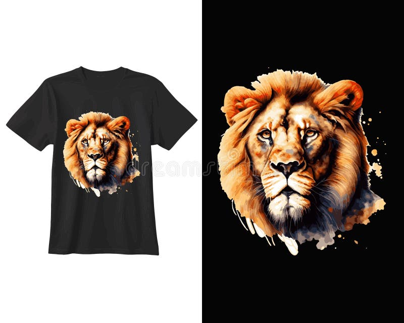 Beautiful Lion Art. T-shirt Design Stock Illustration - Illustration of ...