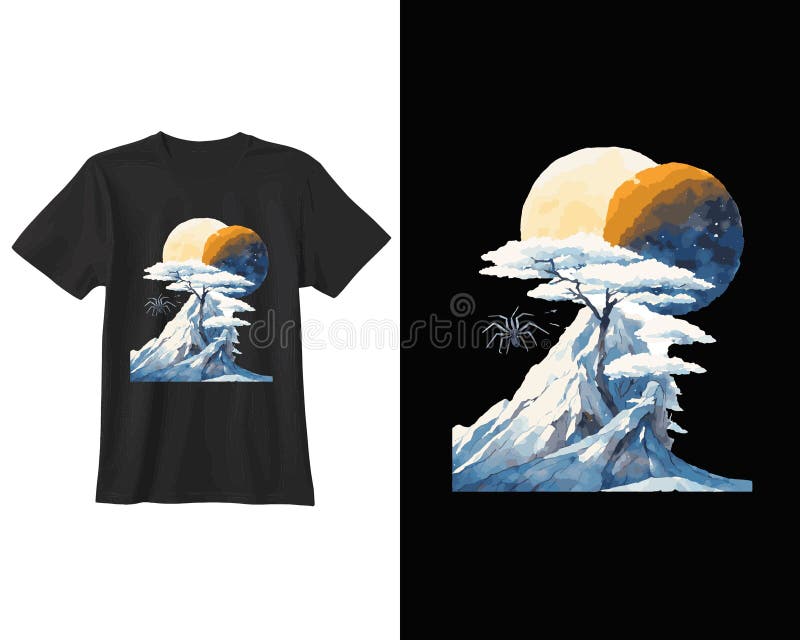 Beautiful Wildlife and Mountain T-shirt Design Stock Vector ...