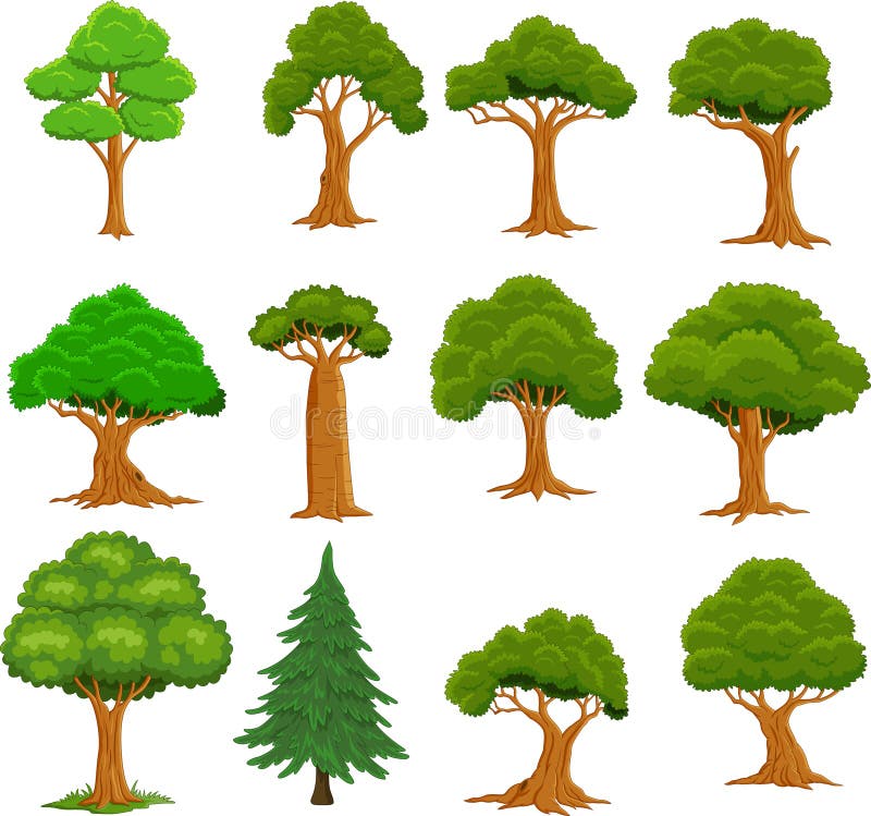 Cartoon Trees Collection Set Stock Vector - Illustration of landscape ...
