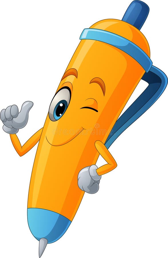 Cartoon Happy Pen Giving Thumb Up Stock Illustration - Illustration of ...