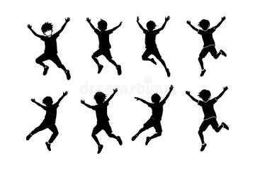 Jumping Boys Set, Happy Kids, Vector Illustration Stock Vector ...