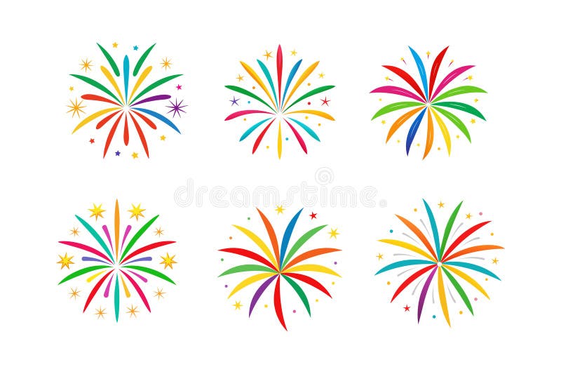 Collection of Vector Firework Rocket Explosion Sparks Set. Collection ...