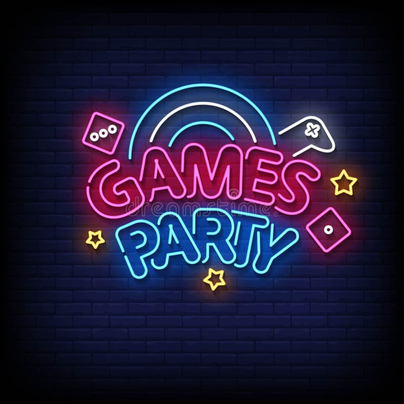Game Party Neon Sign on Brick Wall Background Vector Stock Vector ...