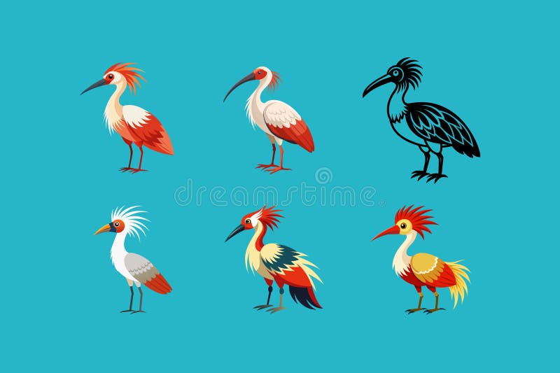 Set of Waking Bird Icon Vector Illustration Stock Vector - Illustration ...
