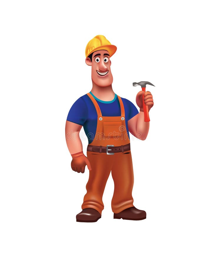 Handy man with hammer stock vector. Illustration of cartoon - 319769273