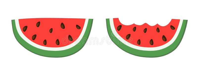 Watermelon Vector Set. Cut Slice and Bitten. Flat Collection ...