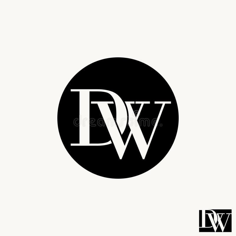 Letter Initial DW Serif Connect Font on Circle Related To Monogram ...