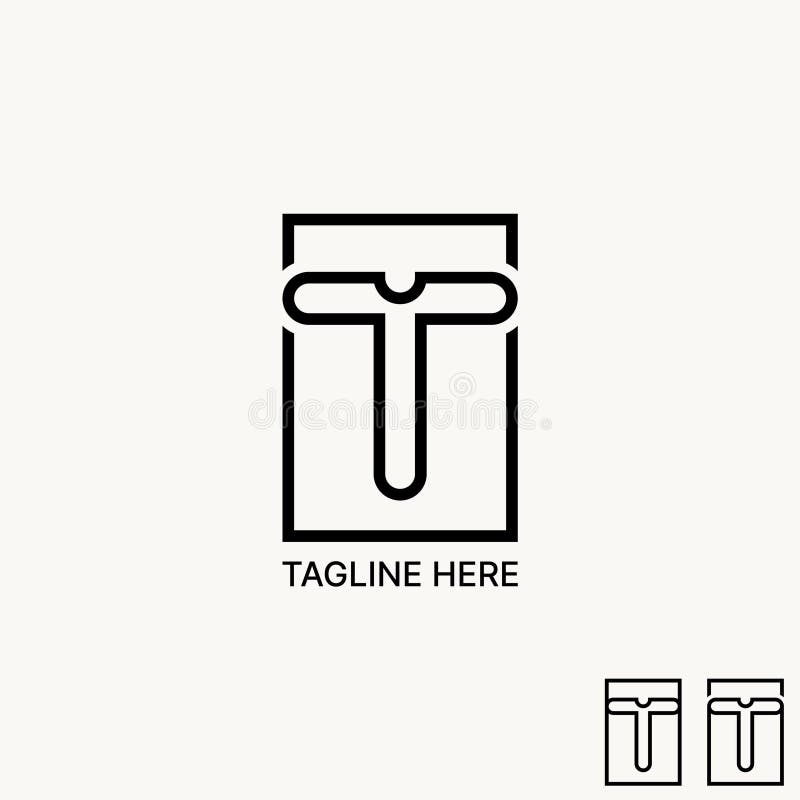 Initial T Font Emblem Template Line Square ID Card Office. Related ...