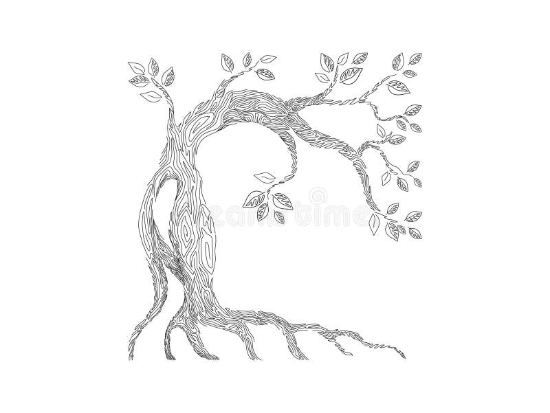 Line Hand Drawing Tree Roots Stock Illustration - Illustration of ...