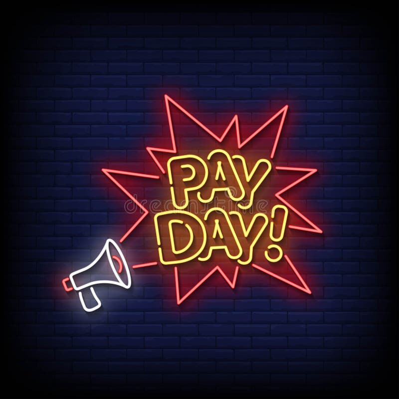 Pay Day Neon Sign on Brick Wall Background Vector Stock Illustration ...
