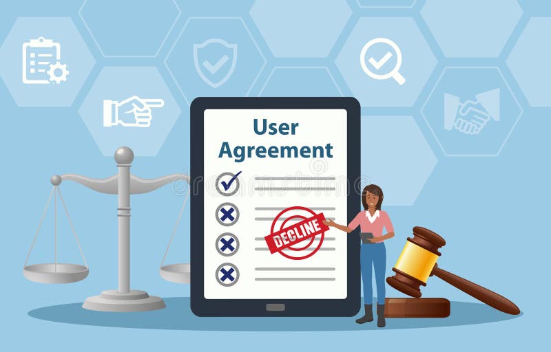 User Agreement on Tablet Concept Infographic. Legal Notice Form, Terms ...