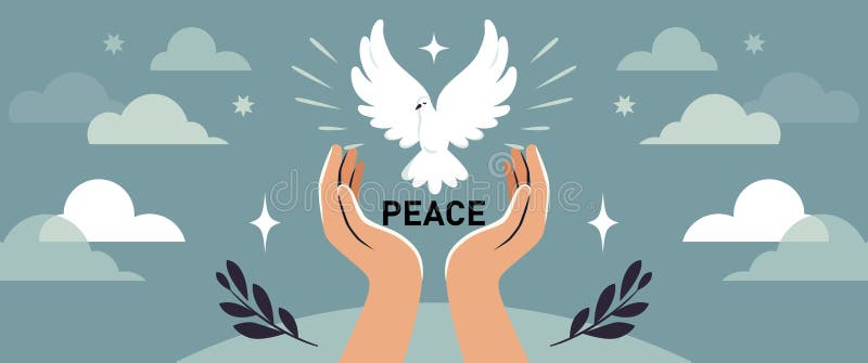 Dove of Peace and Flowers. Symbol of Peace , Horizontal Banner Stock ...