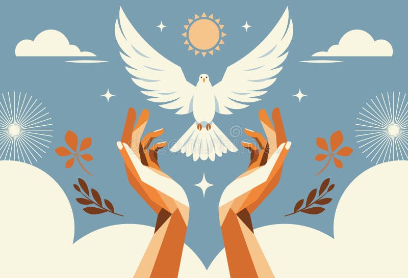 Dove of Peace and Flowers. Symbol of Peace , Horizontal Banner Stock ...
