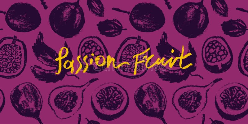 Pattern Passion Fruit Seamless. Pastel Hand Drawn Granadilla ...