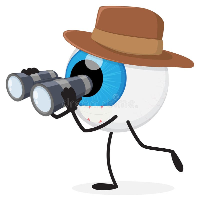 Funny Eye Cartoon Spying, Isolated on White Background Stock ...