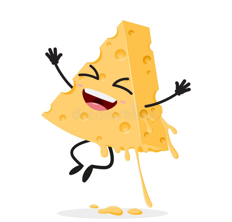 Happy Melting Cheese Cartoon, Isolated on White Background Stock Vector ...