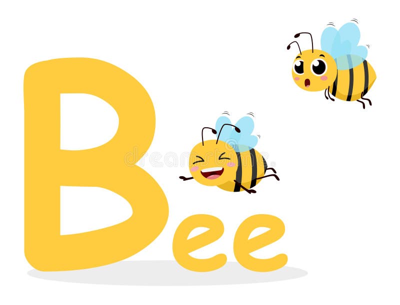 Cute Font Alphabet B for Bumble Bee Cartoon Characters Stock Vector ...