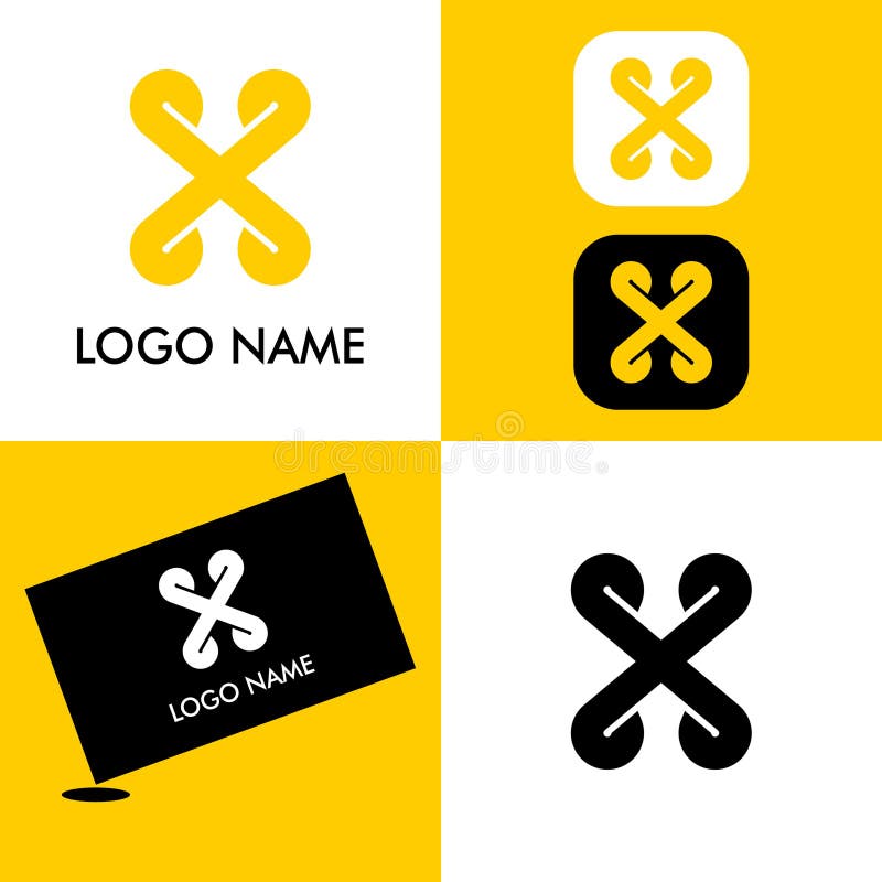 Illustration X Font Logo with Yellow Color Stock Vector - Illustration ...