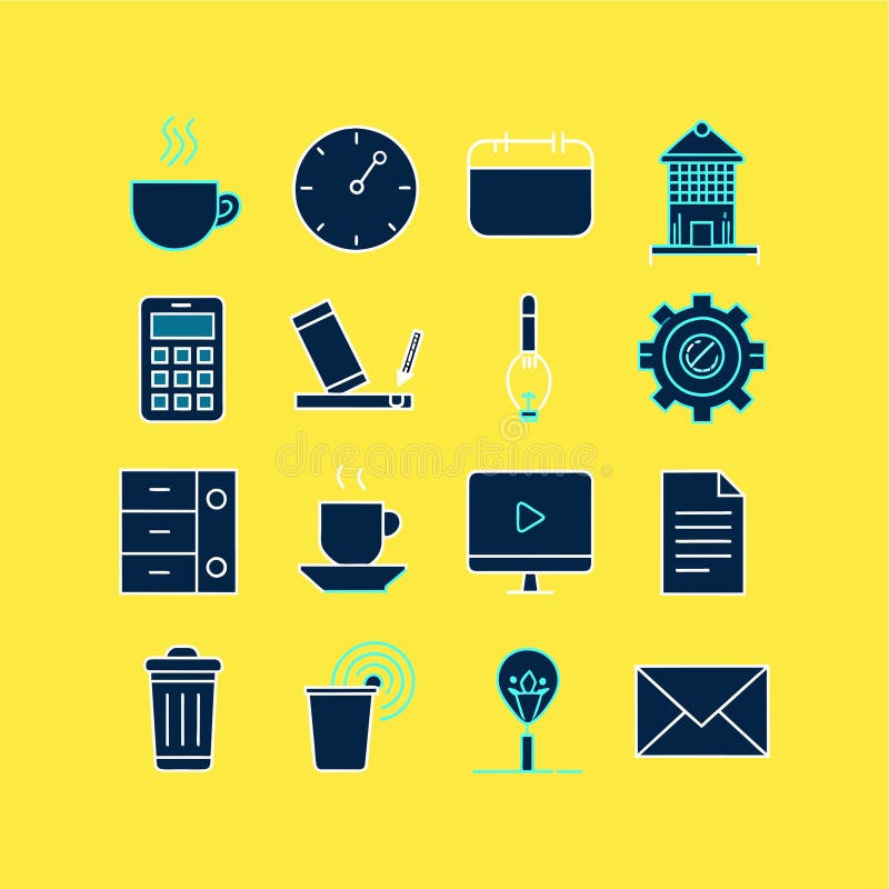 Set Vector Flat Line Icons Office and Business Stock Vector ...
