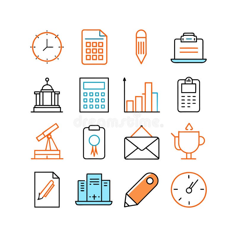 Symbol of Office Vector Icons Set Stock Vector - Illustration of symble ...