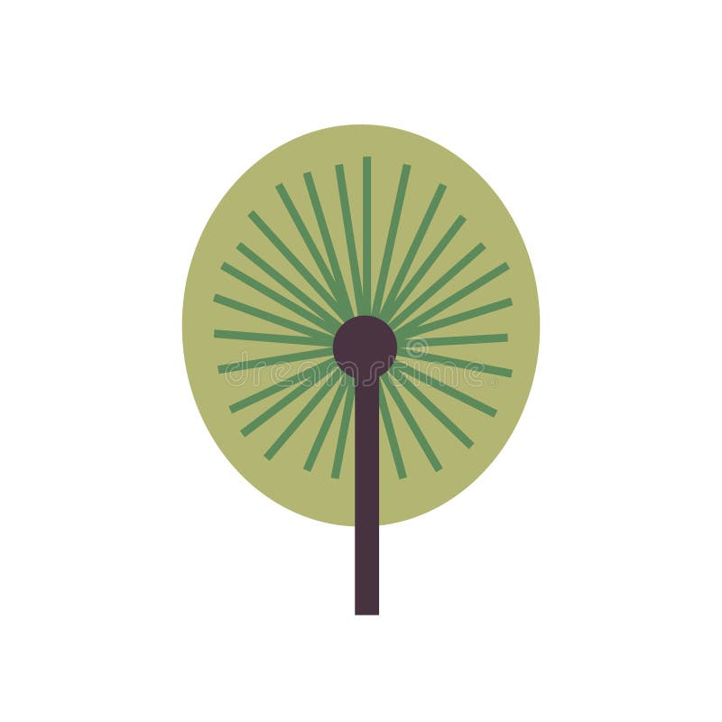 Cute Flat Geometric Tree Vector Illustration, Cartoon Green Tree Image ...