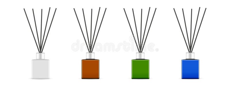 Set of Diffuser Bottles with Black Aroma Sticks Stock Vector ...