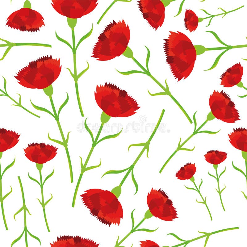 Red Carnations Illustration. Floral Pattern. Stock Vector ...