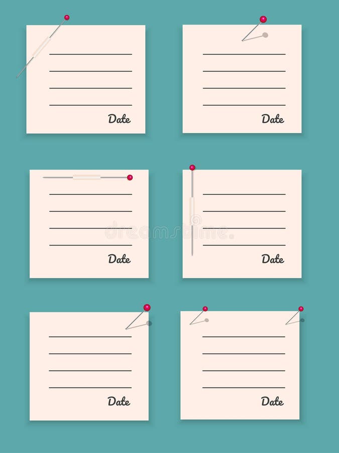 Vector Paper Square Shape Stickers with Paper Pins. Stock Vector ...